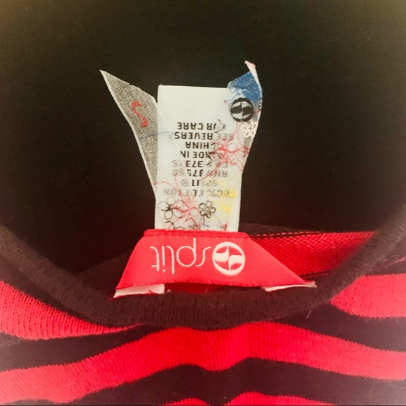 split | Tops | Small Rednavy Blue Striped Split Shirt | Poshmark